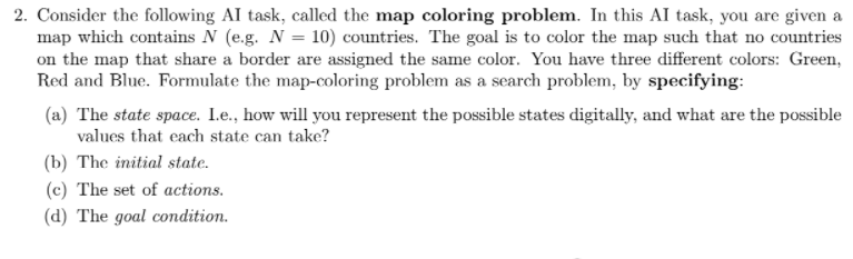 Solved 2. Consider the following AI task, called the map | Chegg.com