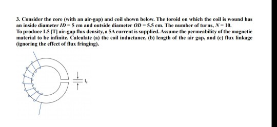 Solved 3. Consider the core (with an air-gap) and coil shown | Chegg.com