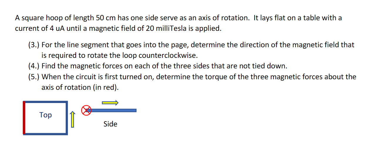 Solved A square hoop of length 50 cm has one side serve as | Chegg.com