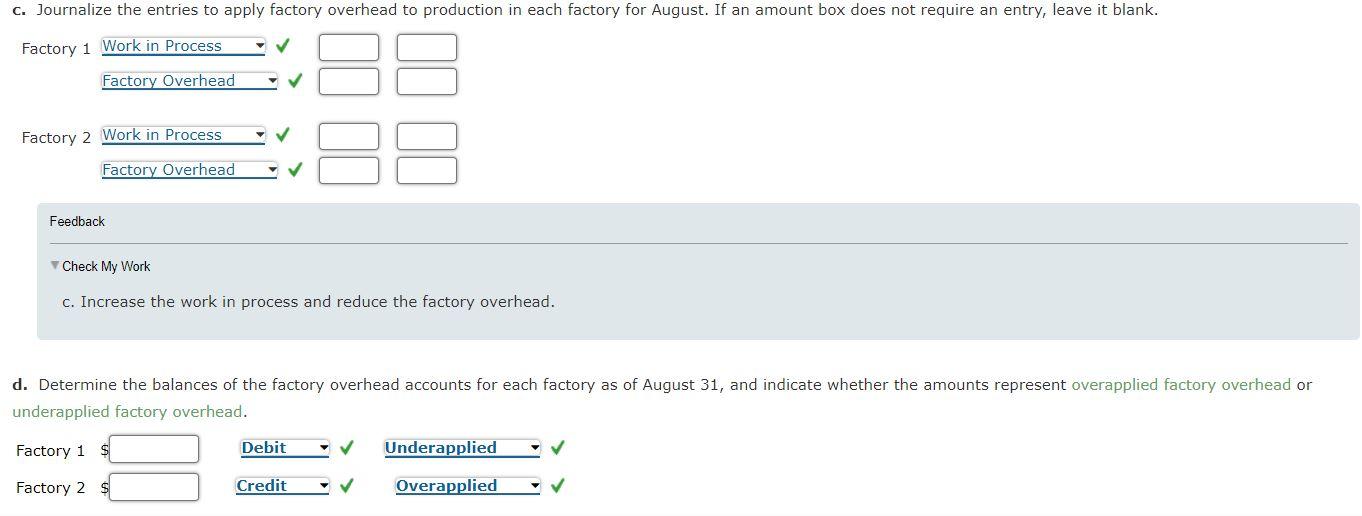 Solved c. Journalize the entries to apply factory overhead | Chegg.com