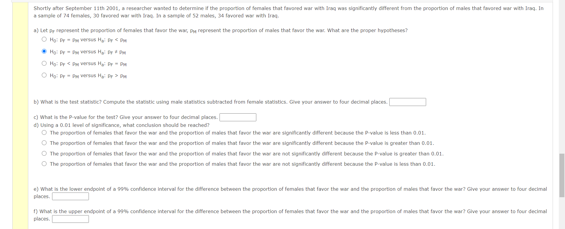 Solved Shortly after September 11th 2001, a researcher | Chegg.com
