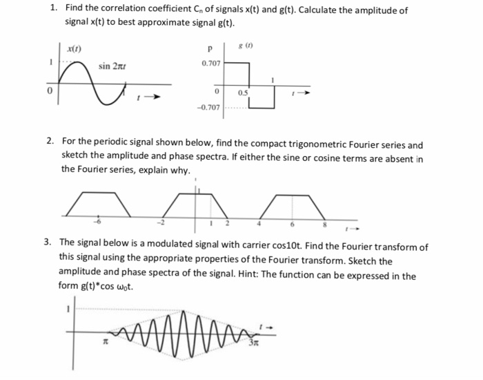 Solved 1. Find the correlation coefficient C, of signals | Chegg.com