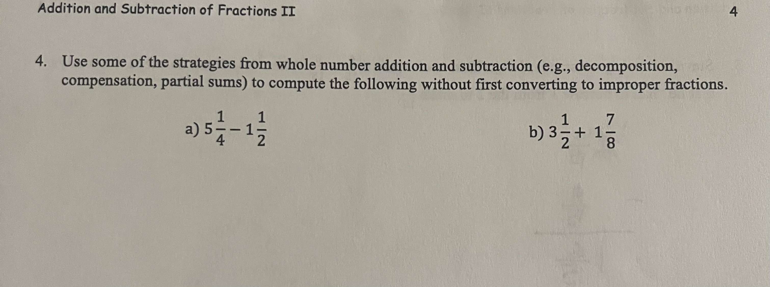 Solved Addition and Subtraction of Fractions IIUse some of | Chegg.com