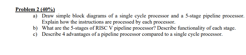 Solved Problem 2(40%) a) Draw simple block diagrams of a | Chegg.com