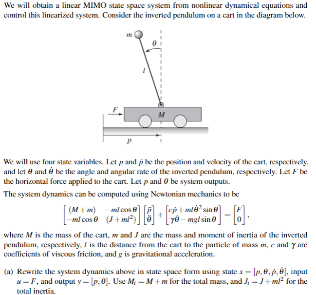 Solved We Will Obtain A Linear Mimo State Space System From