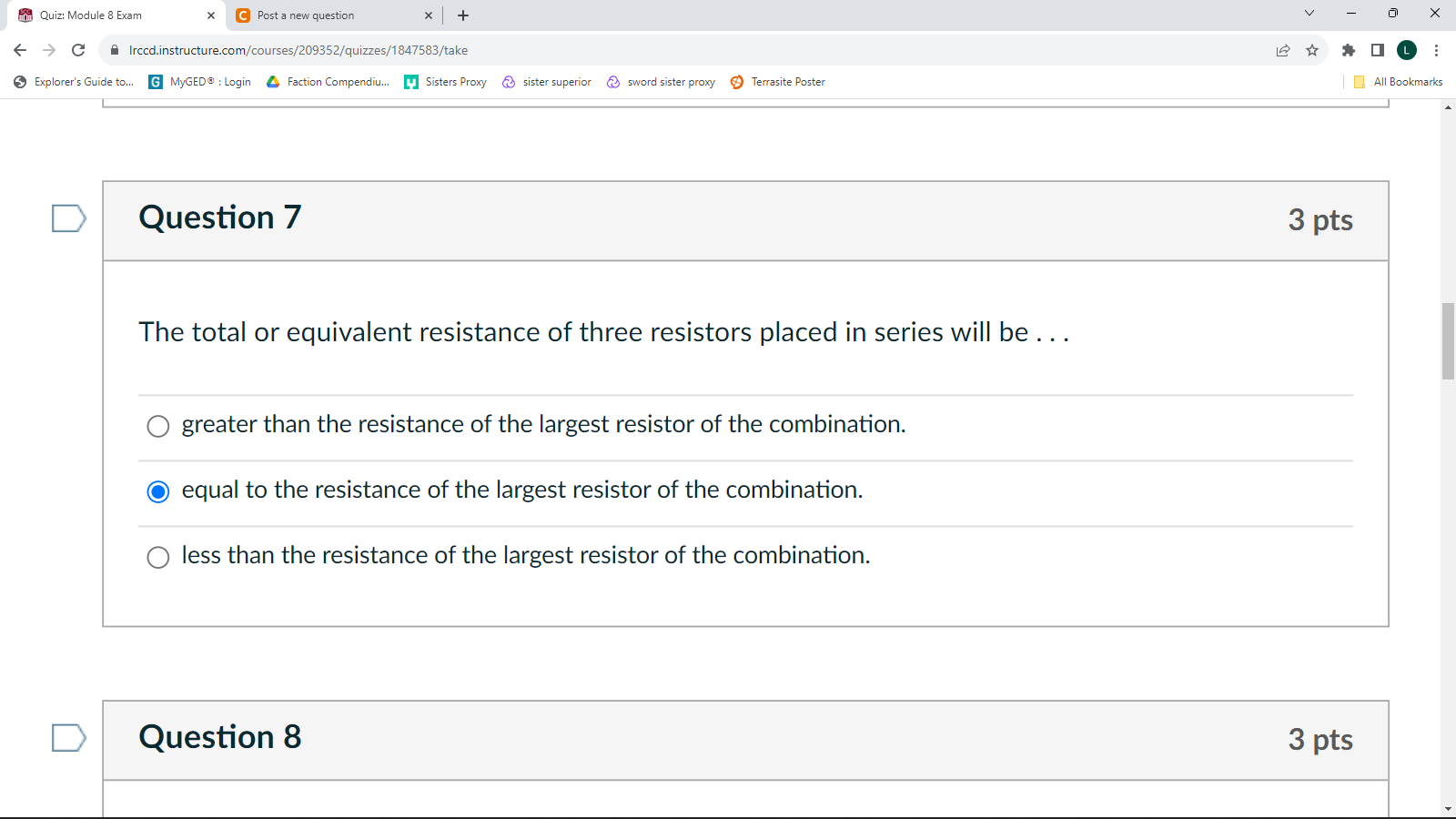 The total or equivalent resistance of three resistors | Chegg.com
