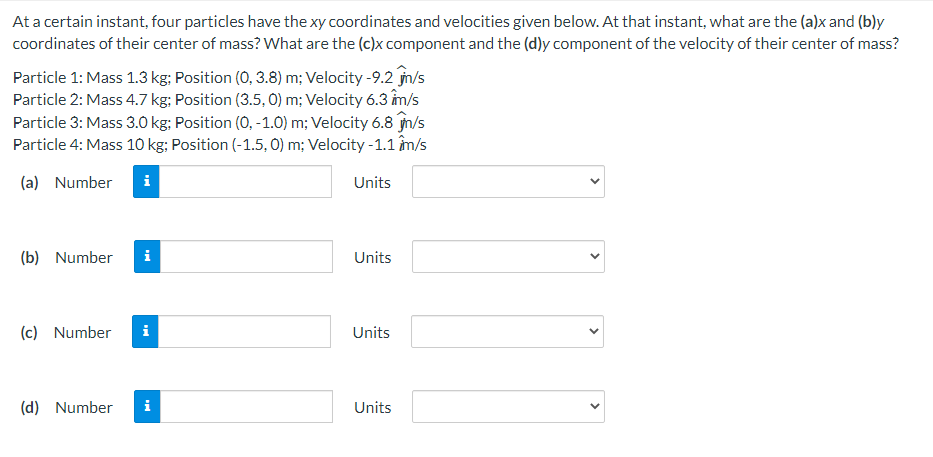 Solved a certain instant, four particles have the xy | Chegg.com