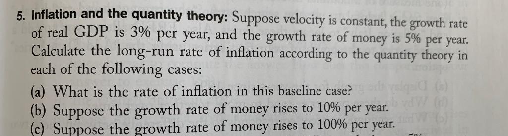 Solved 4. The quantity theory of money: What is the key | Chegg.com
