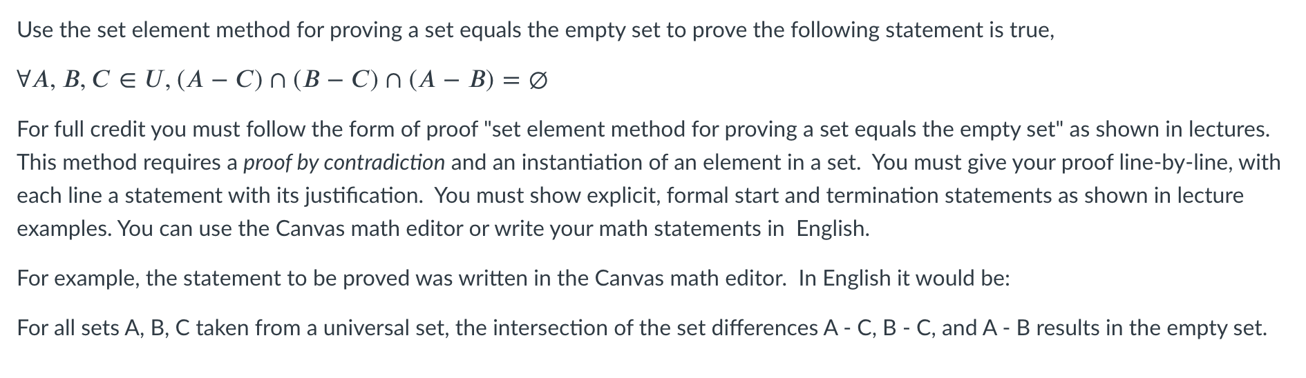 Solved Use the set element method for proving a set equals | Chegg.com