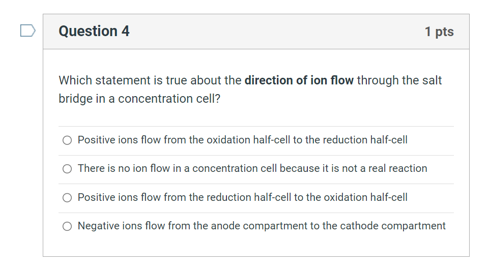 Solved Which statement is true about the direction of ion | Chegg.com
