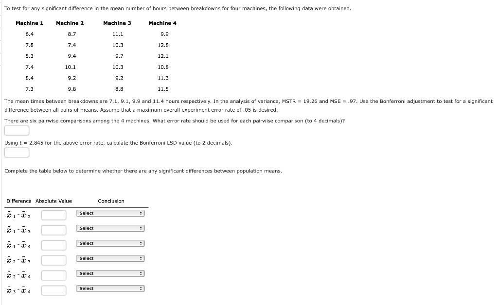 Solved To test for any significant difference in the mean | Chegg.com