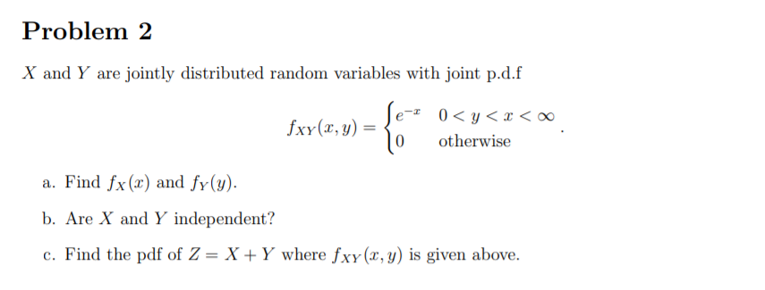 Solved Problem 2 X and Y are jointly distributed random | Chegg.com