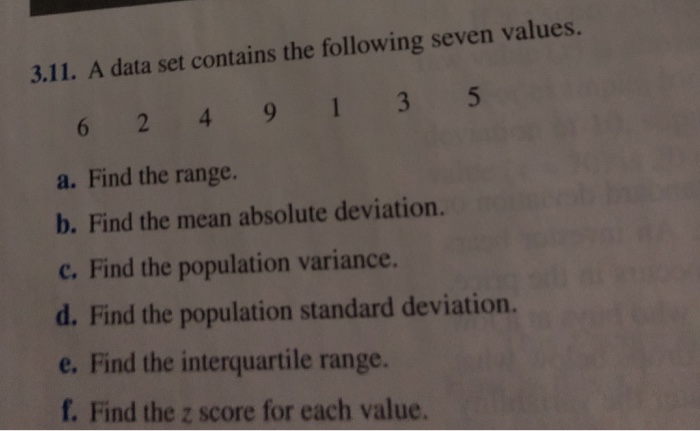Solved 3.11. A data set contains the following seven values. | Chegg.com