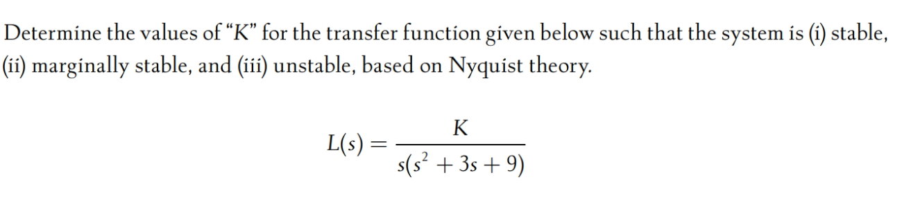 Solved Determine the values of " K " for the transfer | Chegg.com