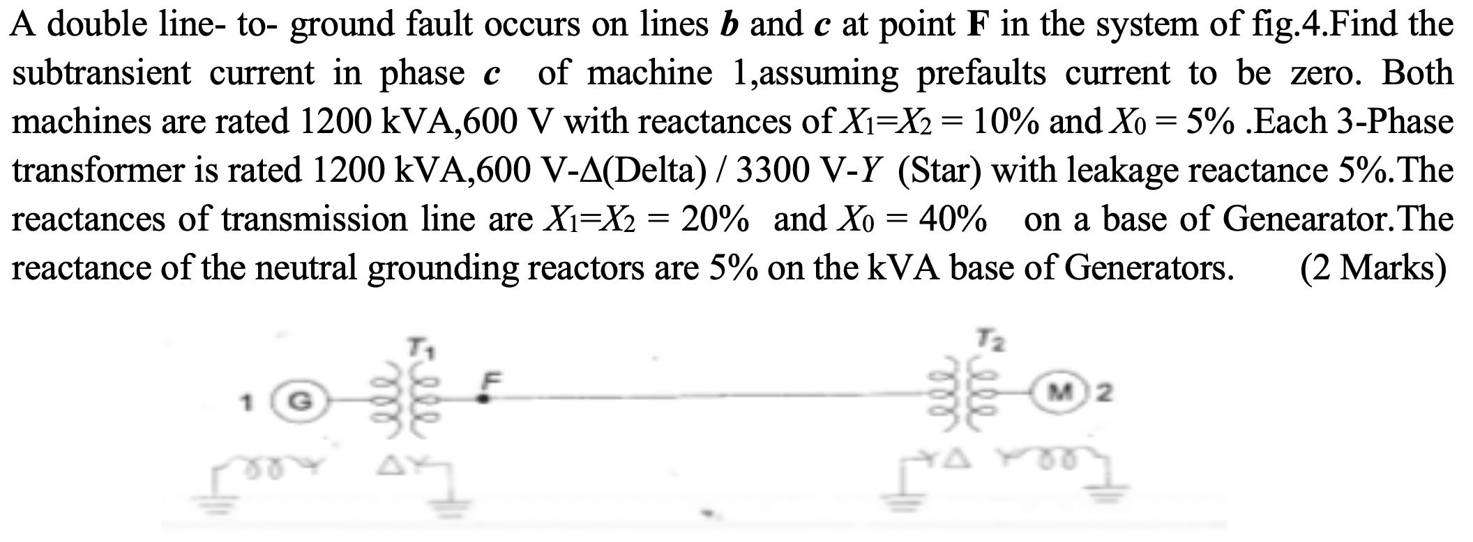Solved A double line- to- ground fault occurs on lines b and | Chegg.com