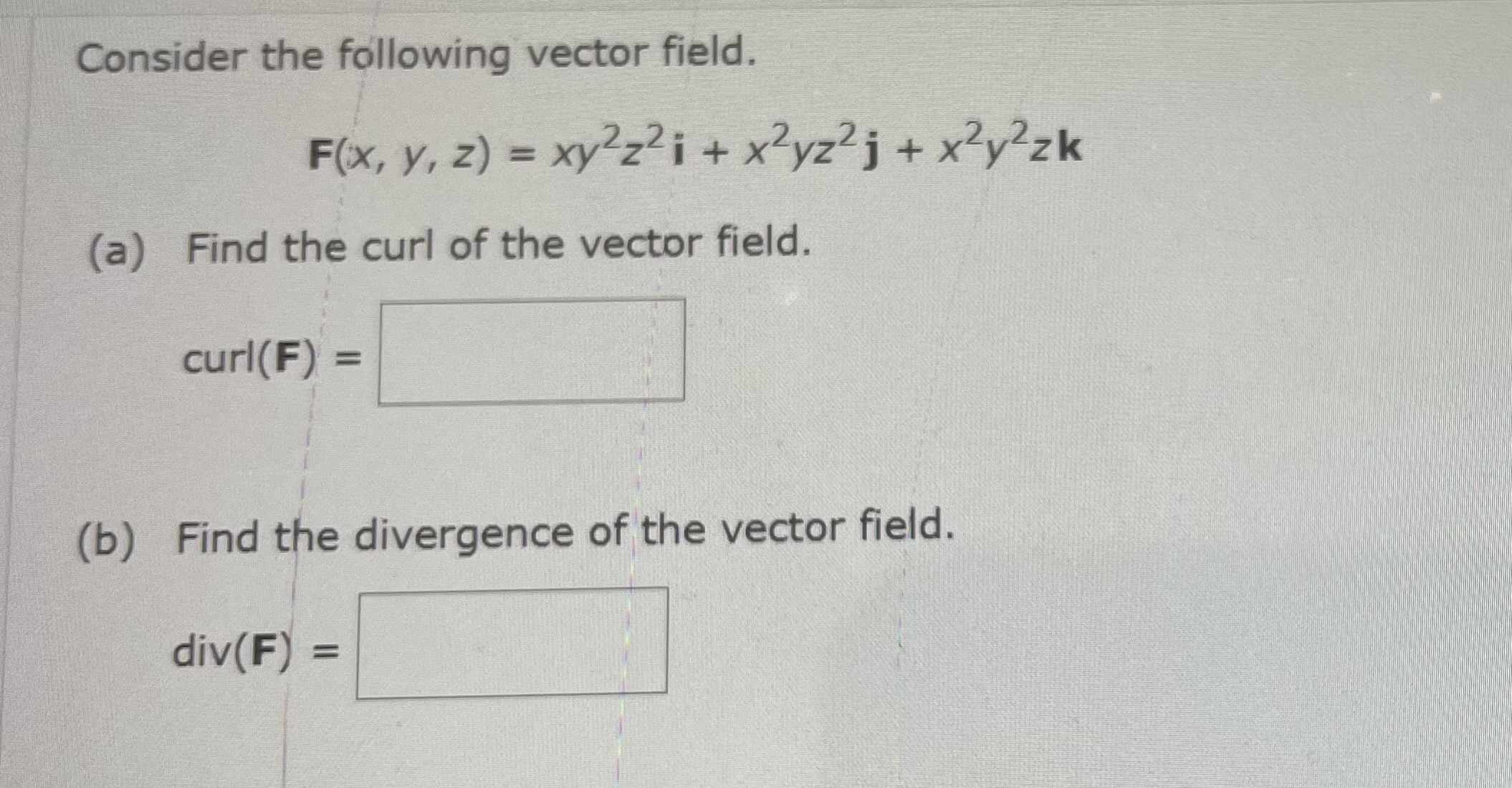 Solved Consider the following vector field. | Chegg.com