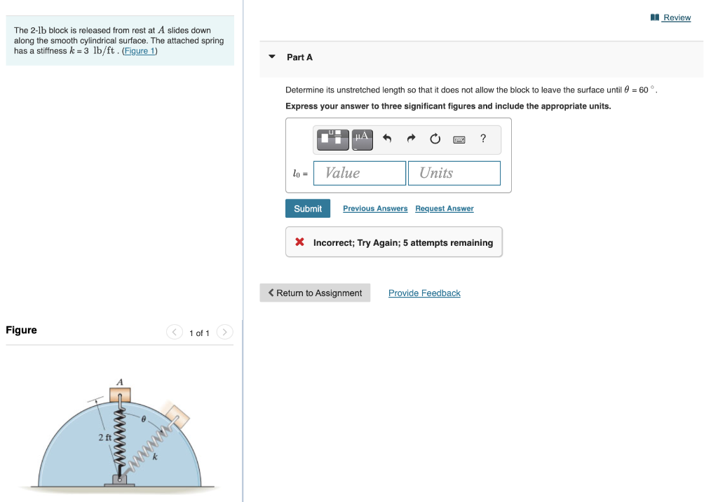 Solved Review The 2-lb block is released from rest at A | Chegg.com