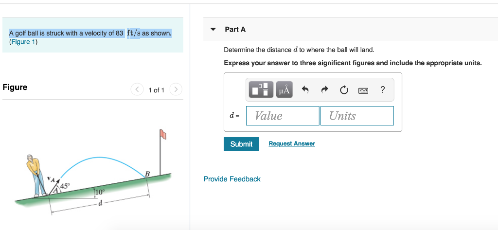 Solved Part A Determine the distance d to where the ball | Chegg.com