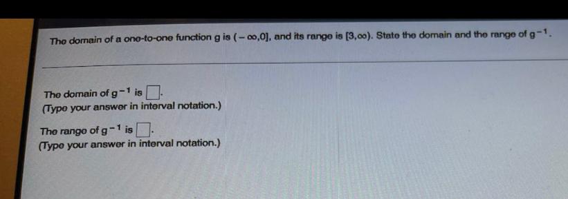 Solved The domain of a ono-to-one function g is (-00,0], and | Chegg.com