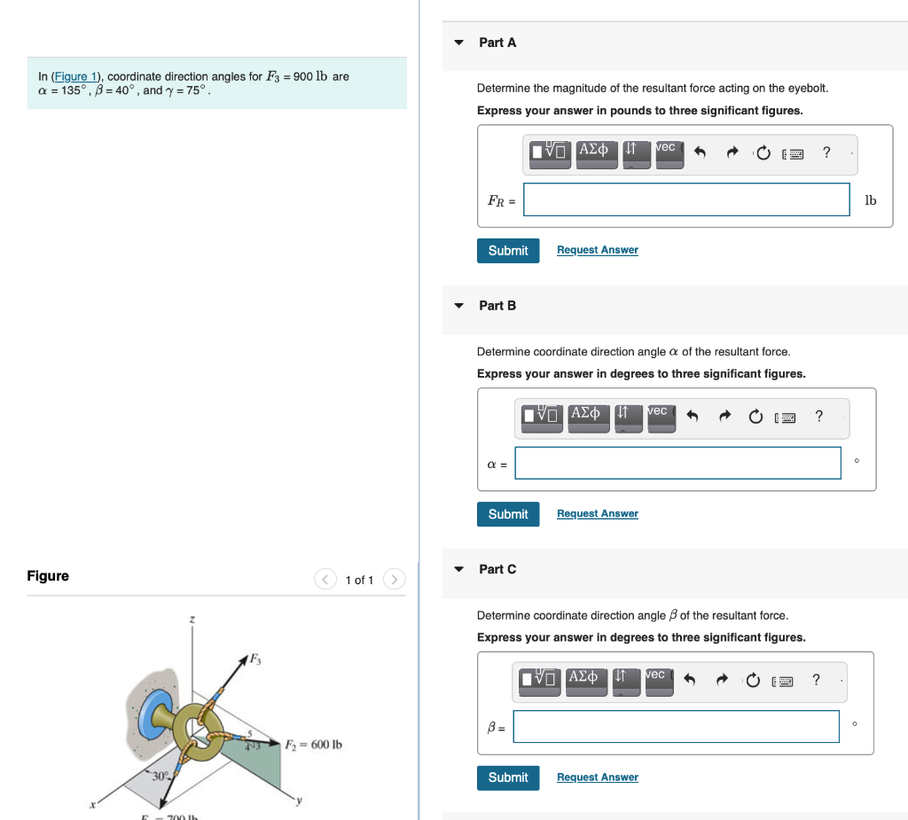 Solved In Figure 1 Coordinate Direction Angles For