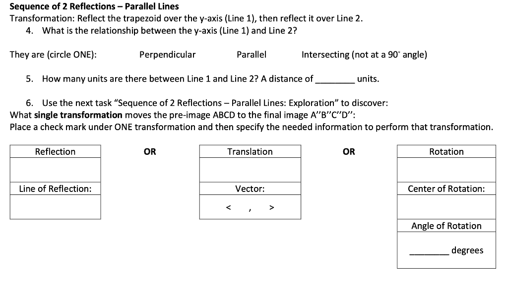 Solved Sequence of 2 Reflections - Parallel Lines | Chegg.com