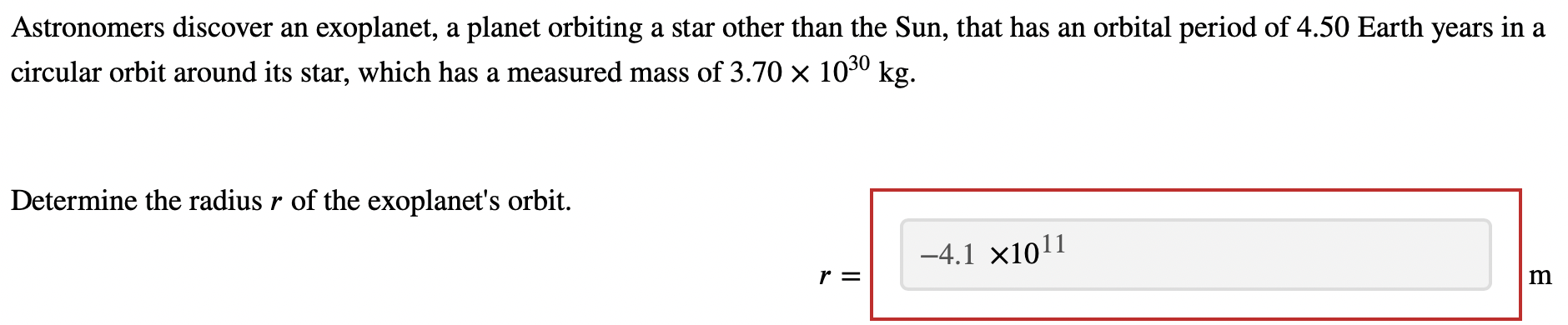 Solved Astronomers discover an exoplanet, a planet orbiting | Chegg.com