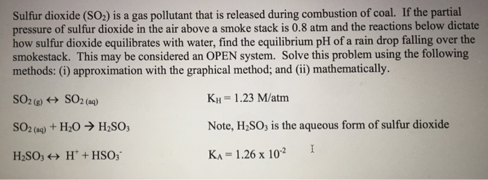 Solved Sulfur dioxide (SO2) is a gas pollutant that is | Chegg.com