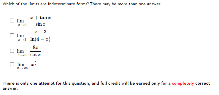 Solved Which of the limits are indeterminate forms? There | Chegg.com