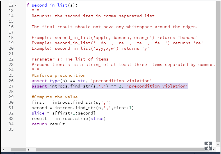Solved Read the precondition for second_in_list. The | Chegg.com