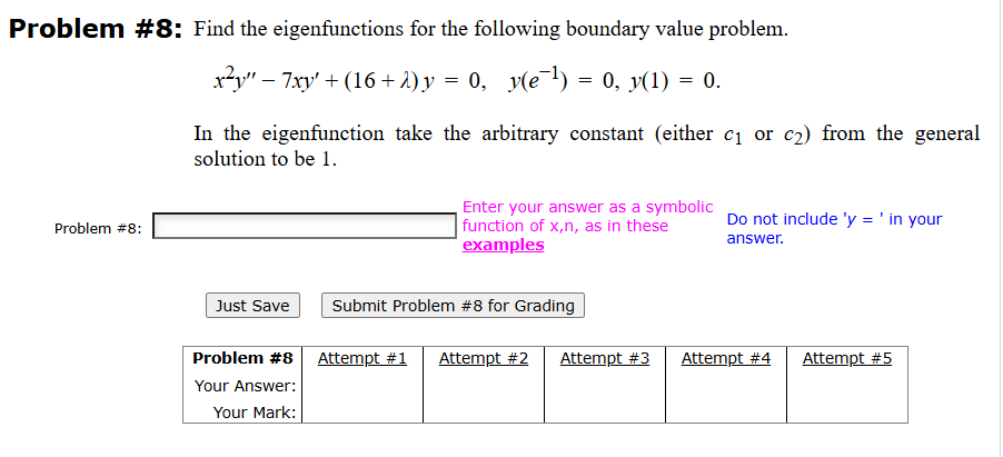 Solved Problem #8: Find the eigenfunctions for the following | Chegg.com Solved Problem #8: Find the eigenfunctions for the following | Chegg.com