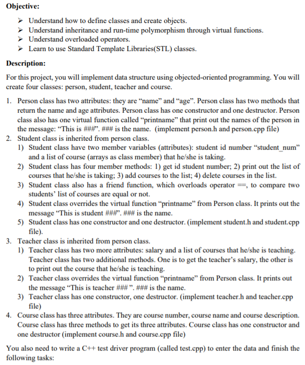 For This Project You Will Implement Data Structure