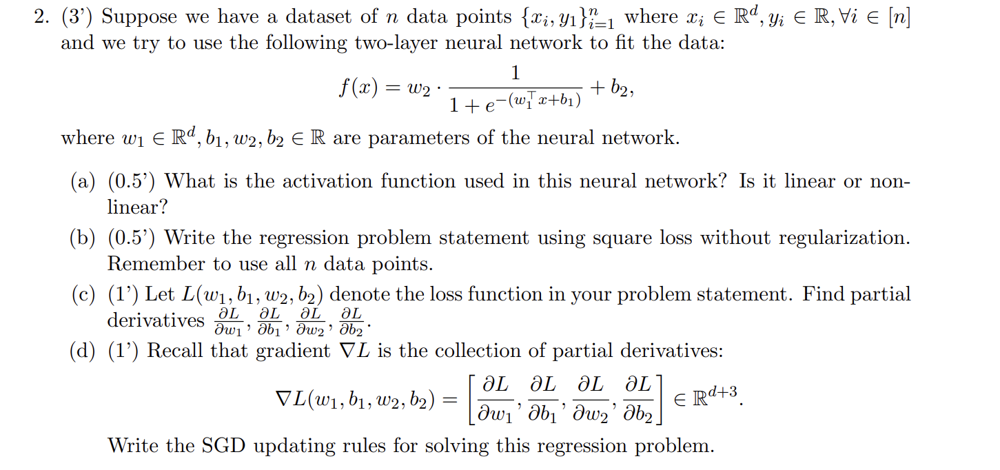 Solved (3') ﻿Suppose we have a dataset of n data points | Chegg.com