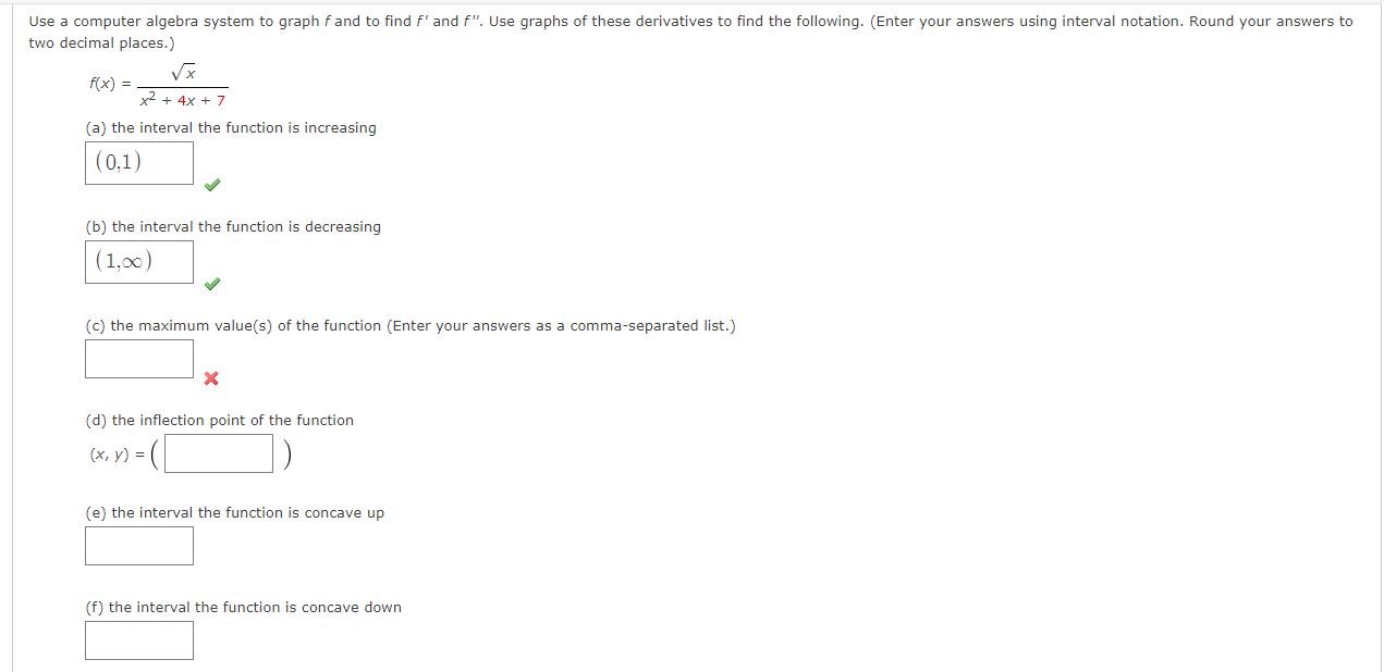 Solved Use a computer algebra system to graph f and to find | Chegg.com