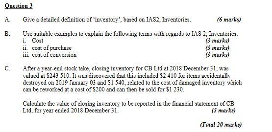 Solved A. Give a detailed definition of 'inventory', based | Chegg.com