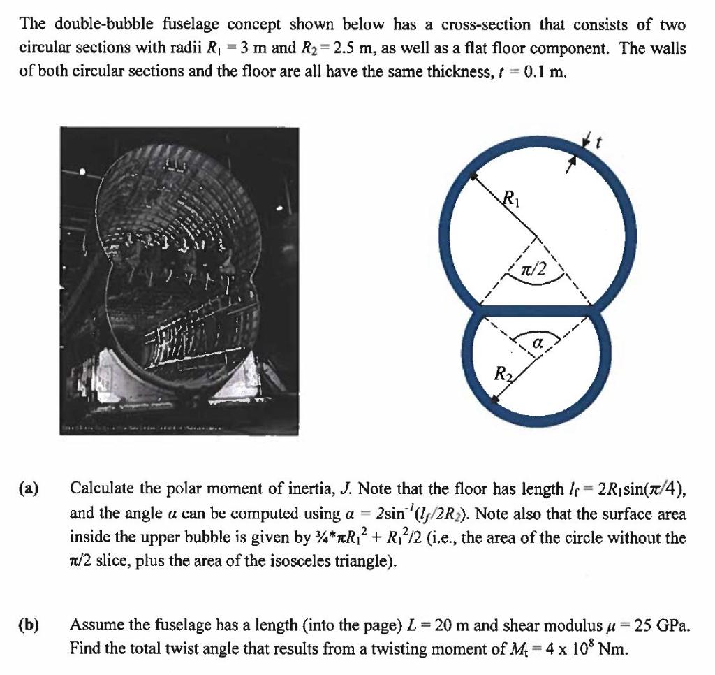 Solved The double-bubble fuselage concept shown below has a | Chegg.com