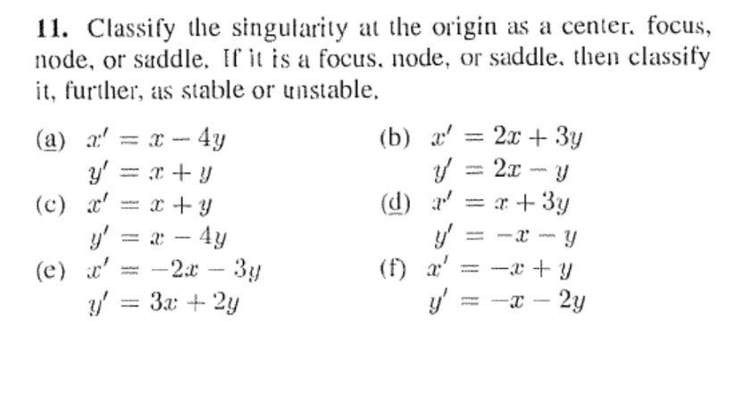 Solved Classify the singularity at the origin as a center. | Chegg.com