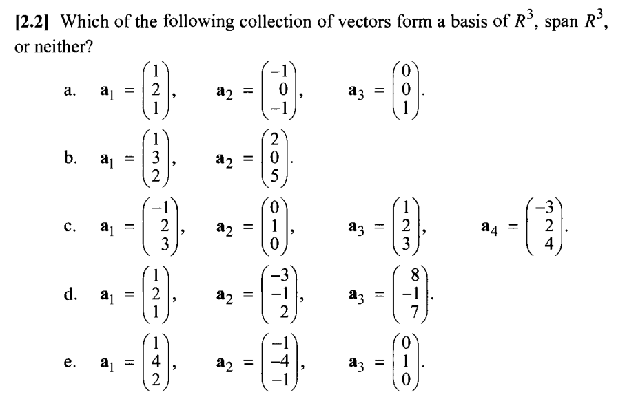 Solved span R?, [2.2] Which of the following collection of | Chegg.com