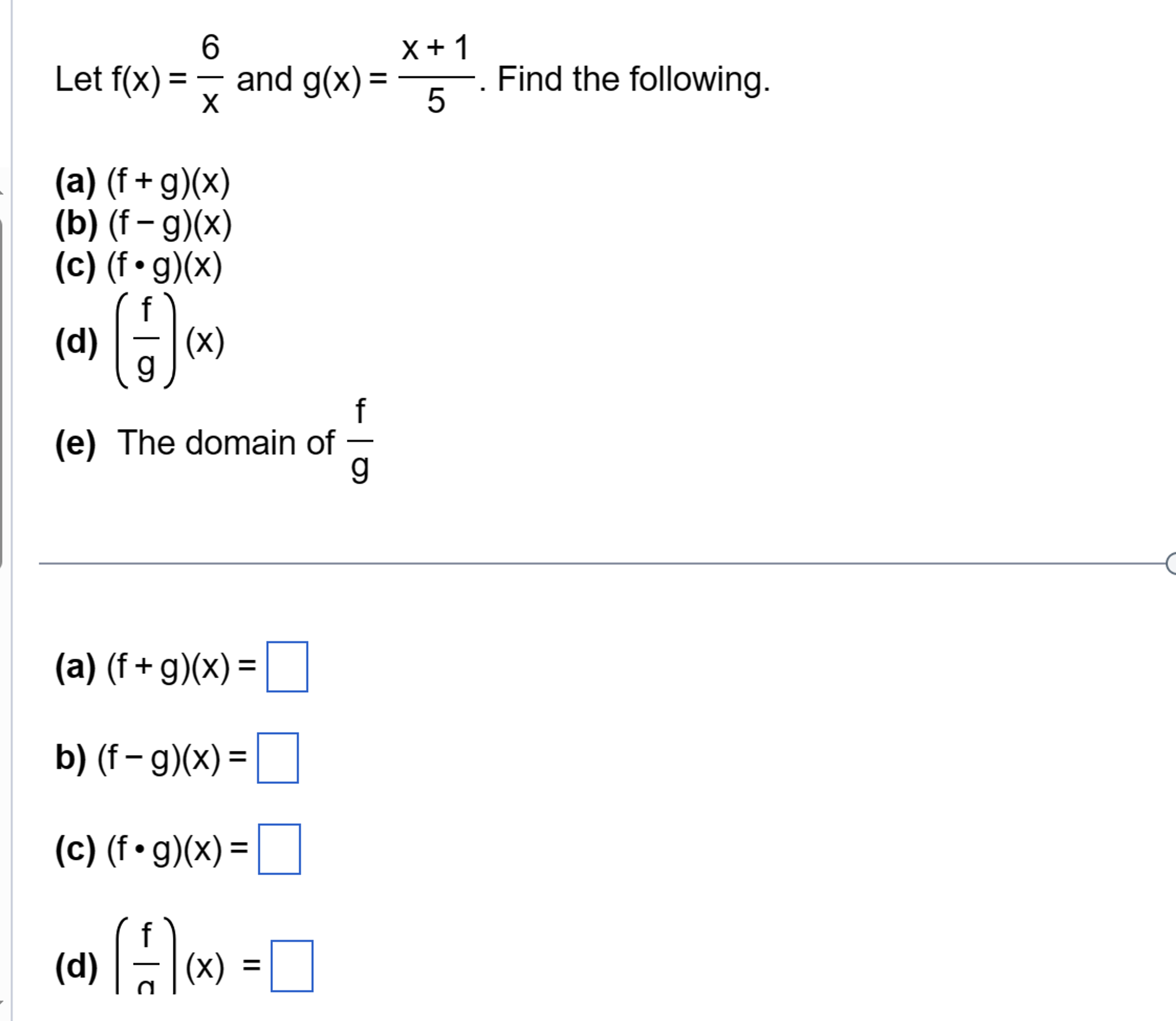 Solved Let f(x)=6x ﻿and g(x)=x+15. ﻿Find the | Chegg.com