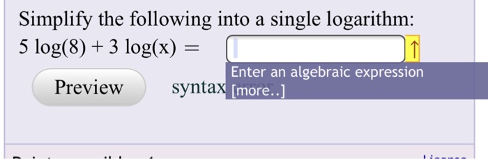 Solved Simplify the following into a single logarithm: 5 | Chegg.com