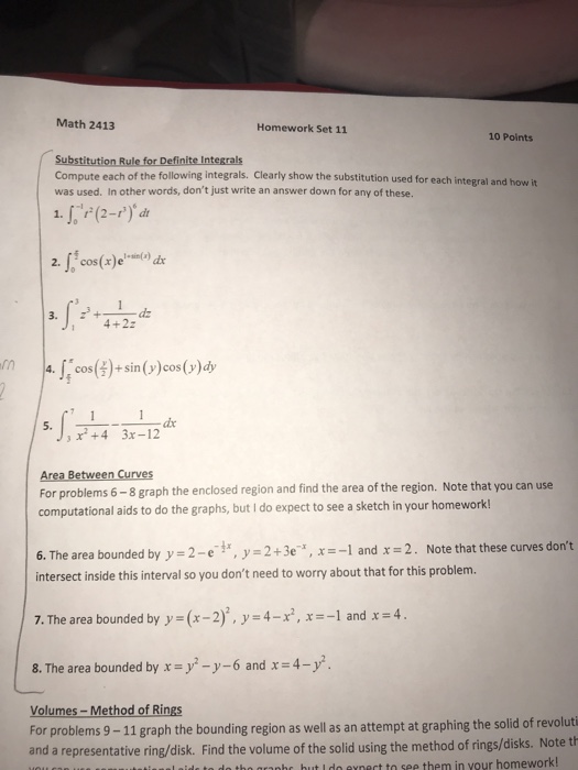 Solved Math 2413 Homework Set 11 10 Points Compute each of | Chegg.com