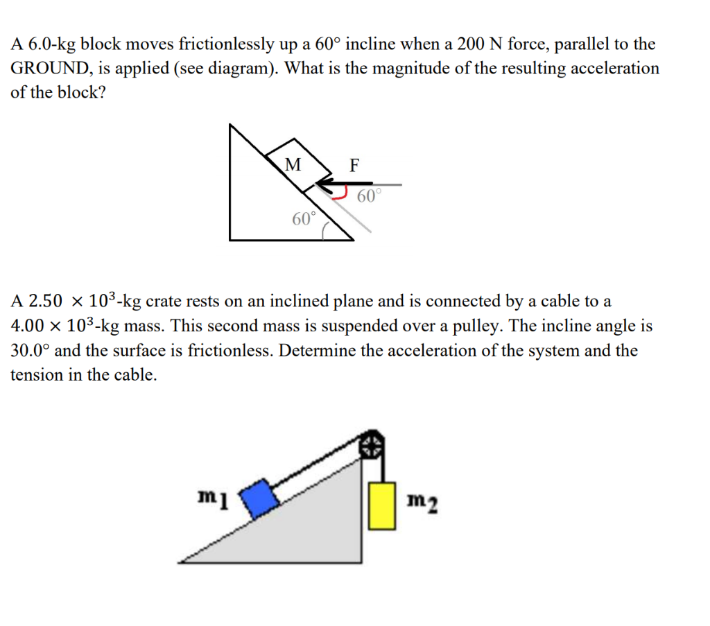 Solved A 6.0-kg block moves frictionlessly up a 60° incline | Chegg.com