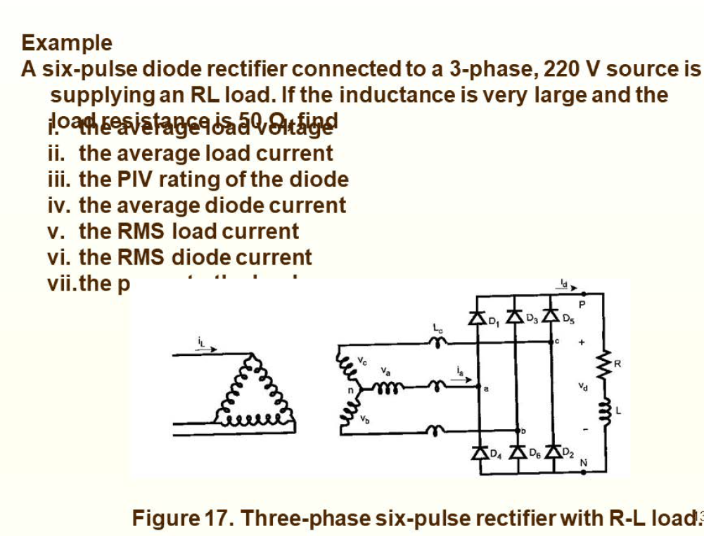 Solved Example A six-pulse diode rectifier connected to a | Chegg.com