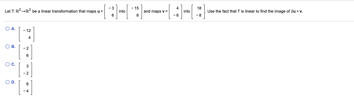 Solved Let T: R2R2 be a linear transformation that maps u = | Chegg.com