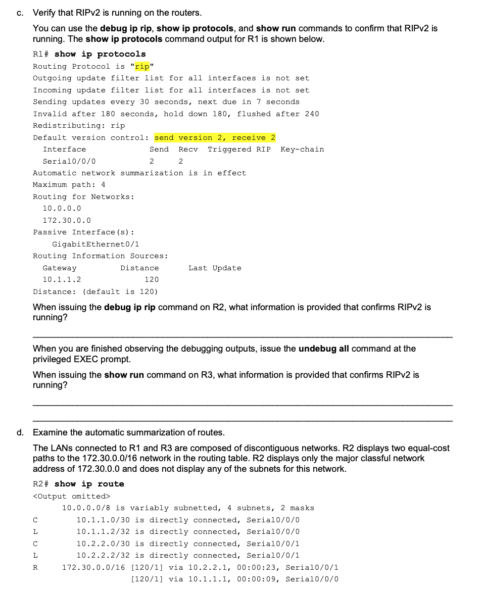 Solved Configuring RIPv2 Topology R1 GO/1 S1 FO/6 PC-A | Chegg.com