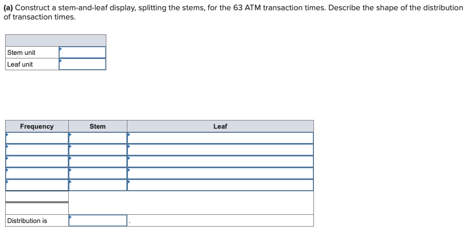 Solved (a) Construct a stem-and-leaf display, splitting the | Chegg.com