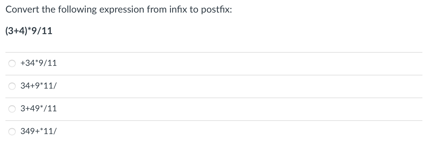 Solved Convert the following expression from infix to | Chegg.com