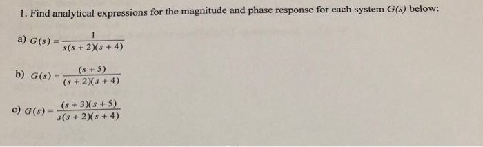 Solved 1. Find analytical expressions for the magnitude and | Chegg.com