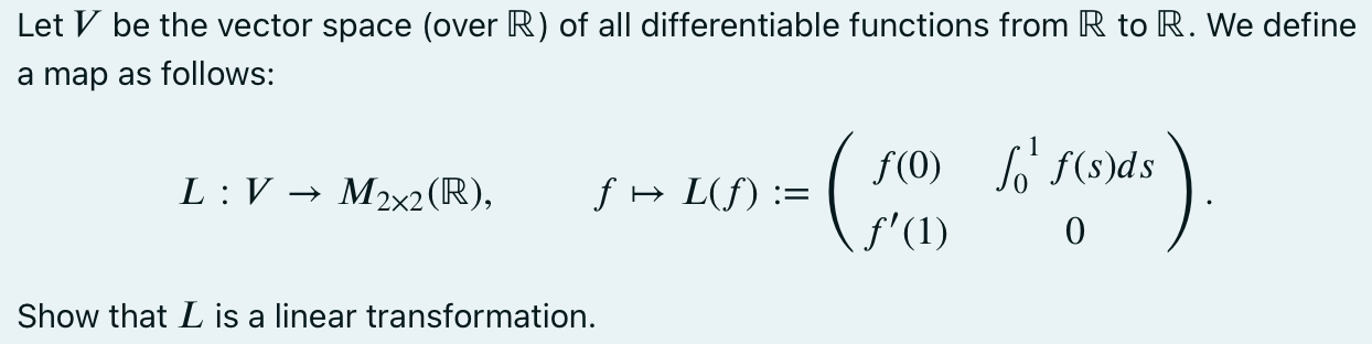 Solved Let V be the vector space (over R ) of all | Chegg.com