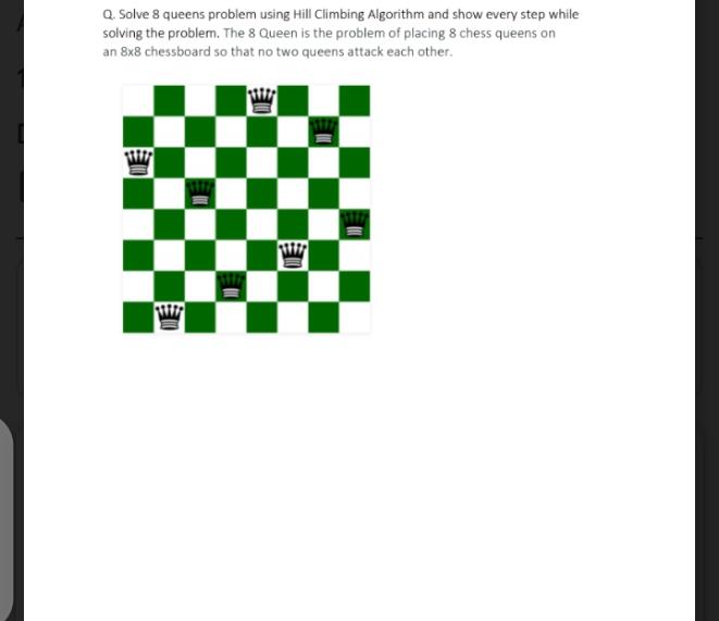 Solved Q. Solve 8 queens problem using Hill Climbing | Chegg.com