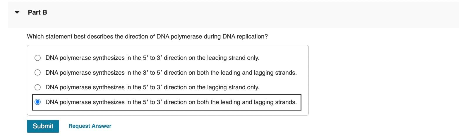 Solved Which statement best describes the direction of DNA | Chegg.com